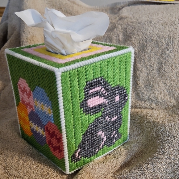 Holiday | Colorful Bunny And Eggs Homemafr Tissue Box Cover | Poshmark